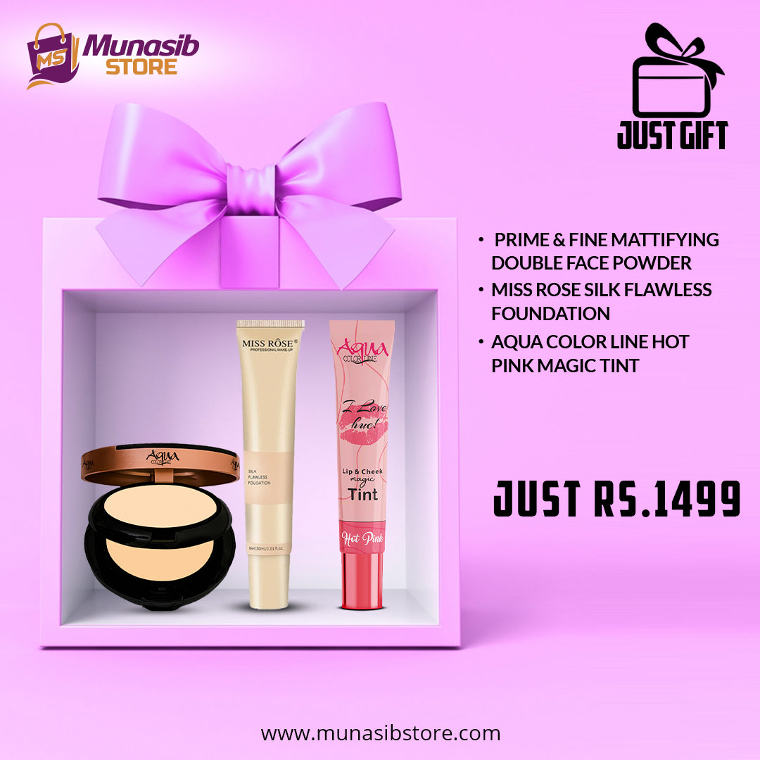 Aqua Double Face Powder Prime & Fine + Miss Rose Silk Foundation + Aqu ...