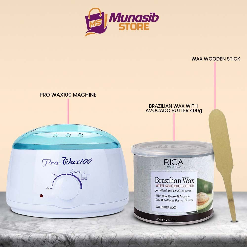 All In 1 Deal Wax Pro 100 Machine +Brazilian Wax Avocado 400g+Wax Wood ...